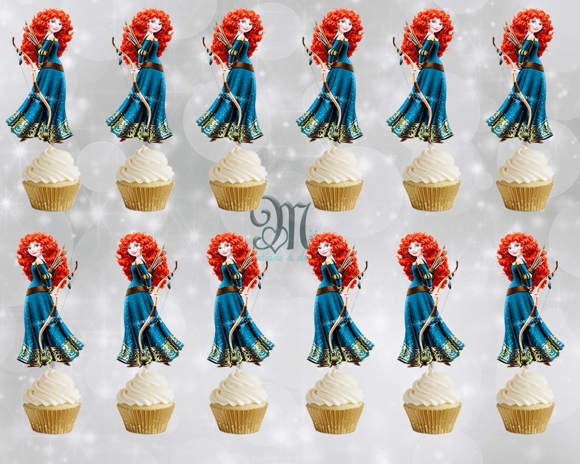 Merida Brave Cupcake Toppers Disney Merida Princess Cupcake - Etsy