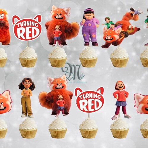 Turning Red Cupcake Toppers Birthday Party Cupcake Toppers - Etsy