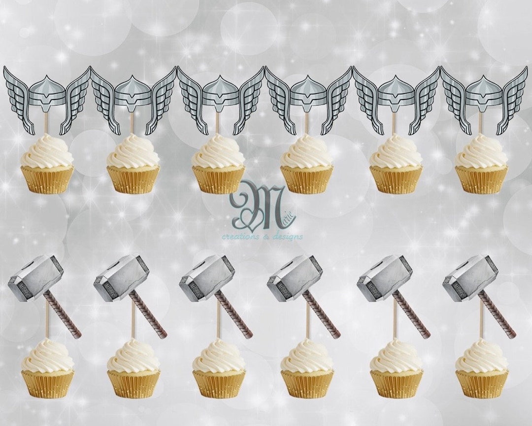 Thor Cupcake Toppers, Thor Birthday Cupcake Toppers Decor - Etsy