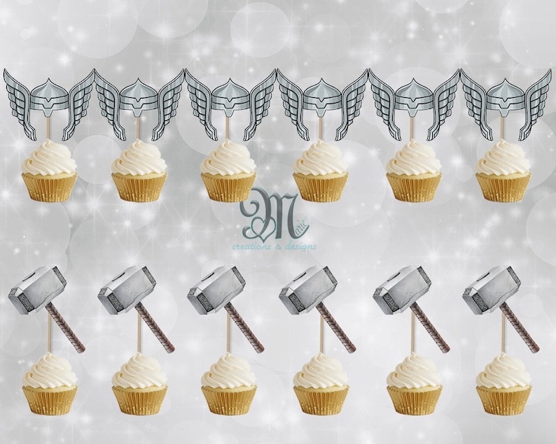 Thor Birthday Cupcake Toppers: Party Decor - Etsy