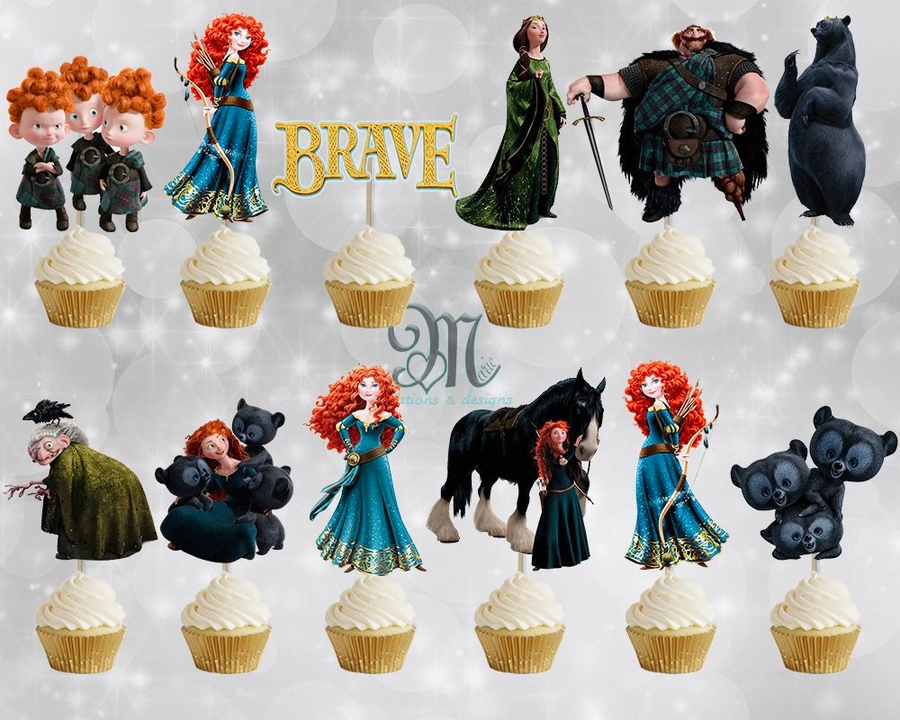 Brave Merida Cupcake Toppers, Disney Brave Cupcake Toppers - Etsy