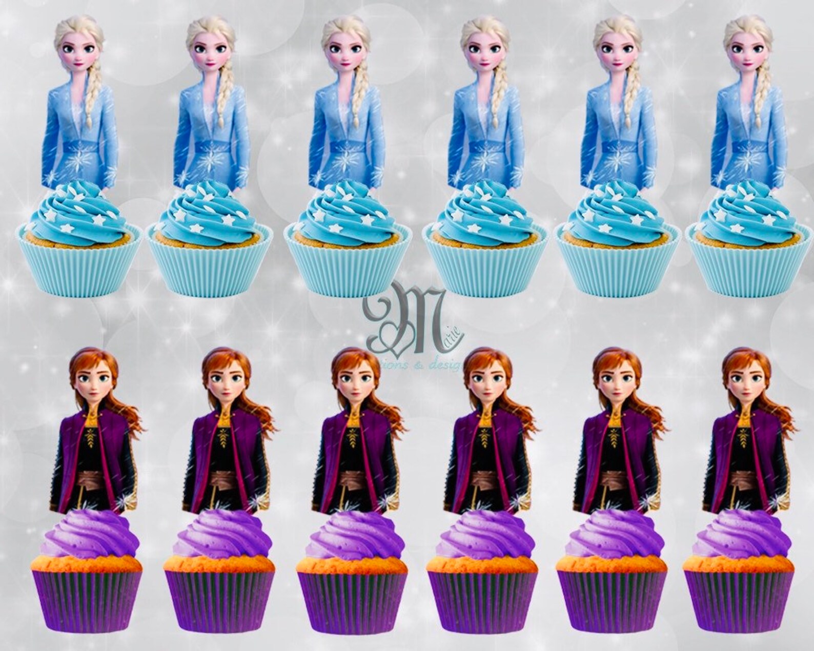 Frozen 2 Cupcake Toppers Disney Princesses Cupcake Toppers - Etsy
