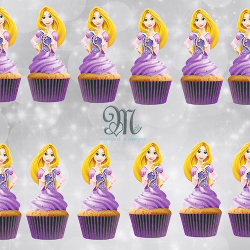 Rapunzel Tangled Cupcake Toppers Disney Princesses Cupcake | Etsy