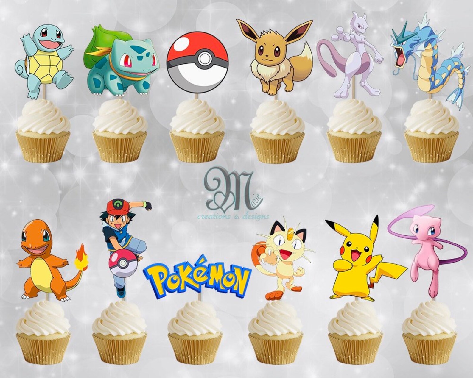 Pokémon Cupcake Toppers, Pokemon Party Supplies - Etsy