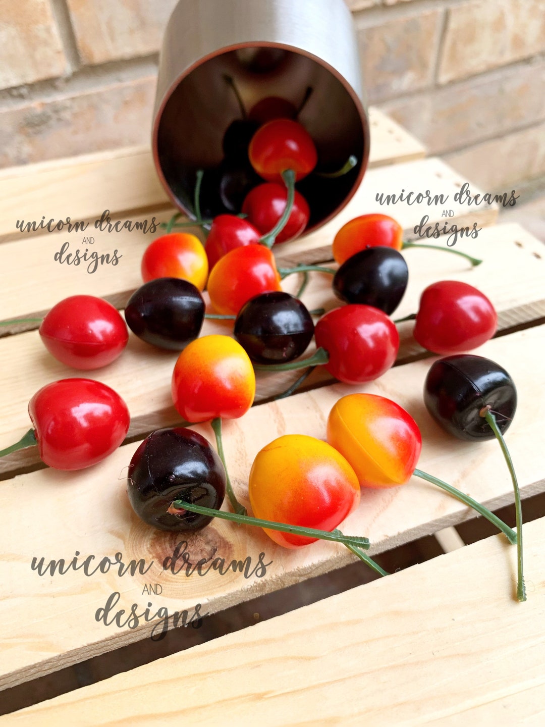 Faux Fruit, Realistic Plastic Cherry Pieces Wedges Slices, Cabochons ...