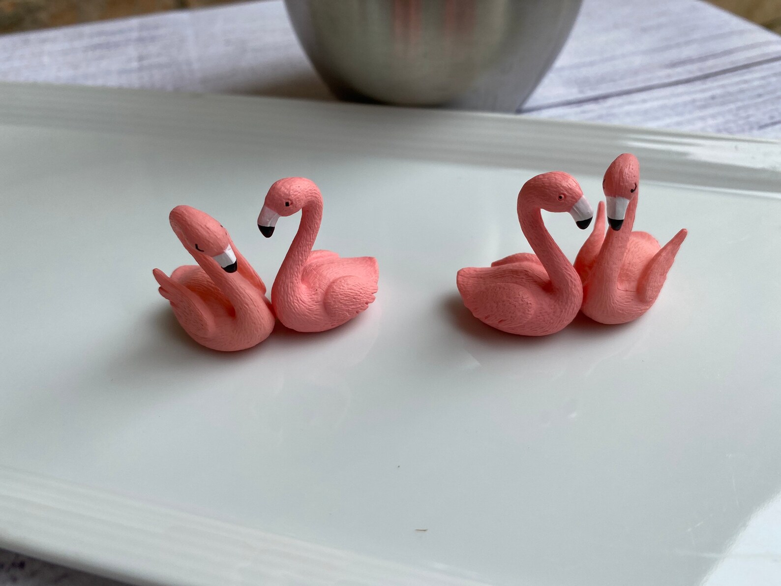 Faux Flamingos, Realistic Flamingo Figures, Tropical Animal Cabochons ...