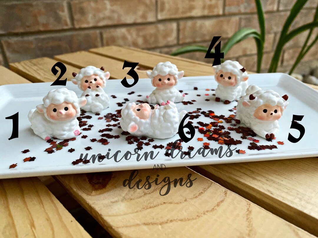 Little Sheep, Realistic Silly Sheep Set, Sheep Cabochons, Dollhouse ...