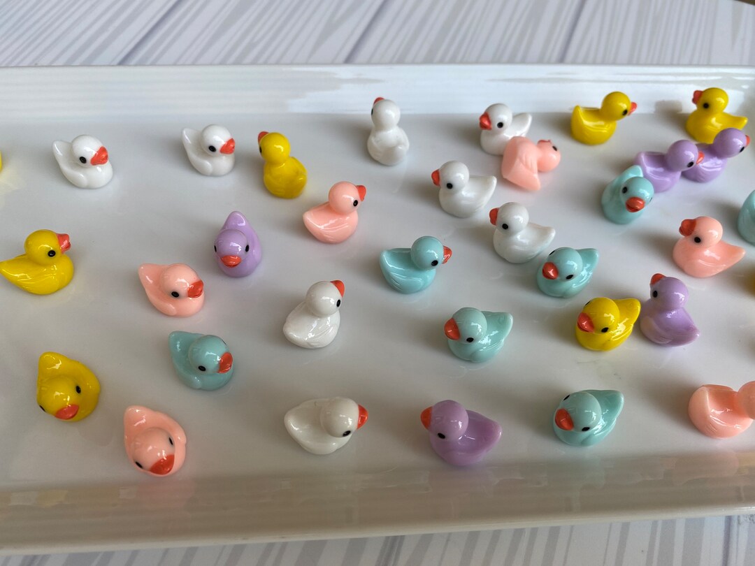 Little Ducks, Realistic Colored Duck Set, Cabochons, Dollhouse Figurine ...