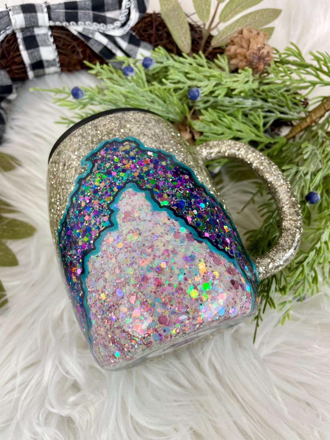 Gold Geode Tumbler: Agate Slice Coffee Travel Mug, Earthen Art - Etsy