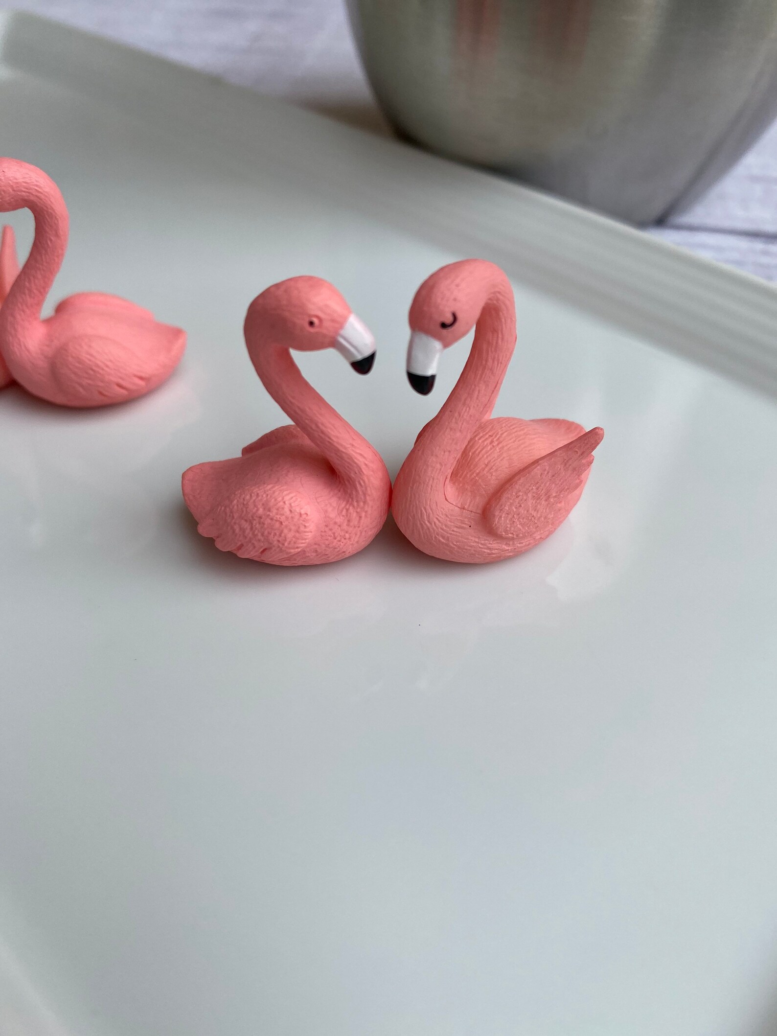 Faux Flamingos, Realistic Flamingo Figures, Tropical Animal Cabochons ...