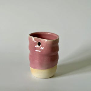 Pink Ceramic Coffee Cup With Metallic Straw | Handmade Ceramic Cup Pink ...