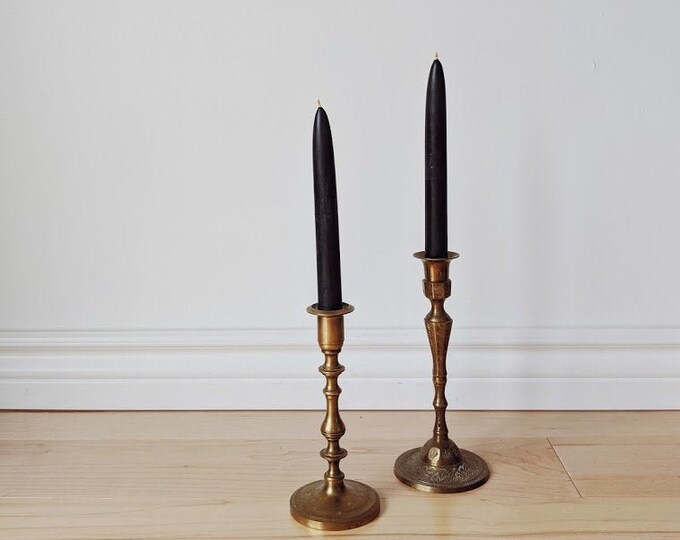 Beeswax Tapers Black Beeswax Candles Pair of 2 // Tapers - Etsy