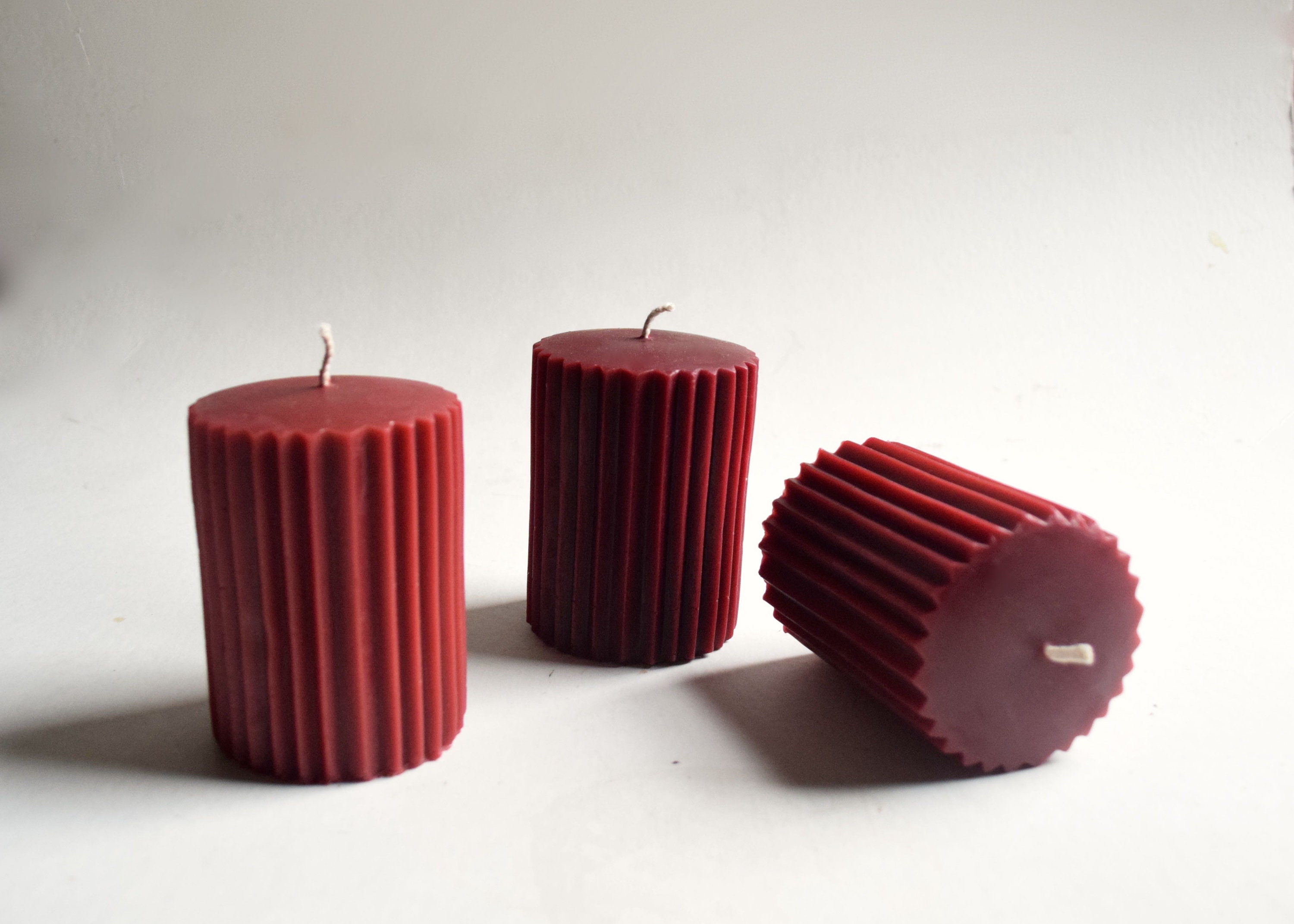 Fluted Pillar Candles/ Candle Pillar Candle Beeswax Candles | Etsy