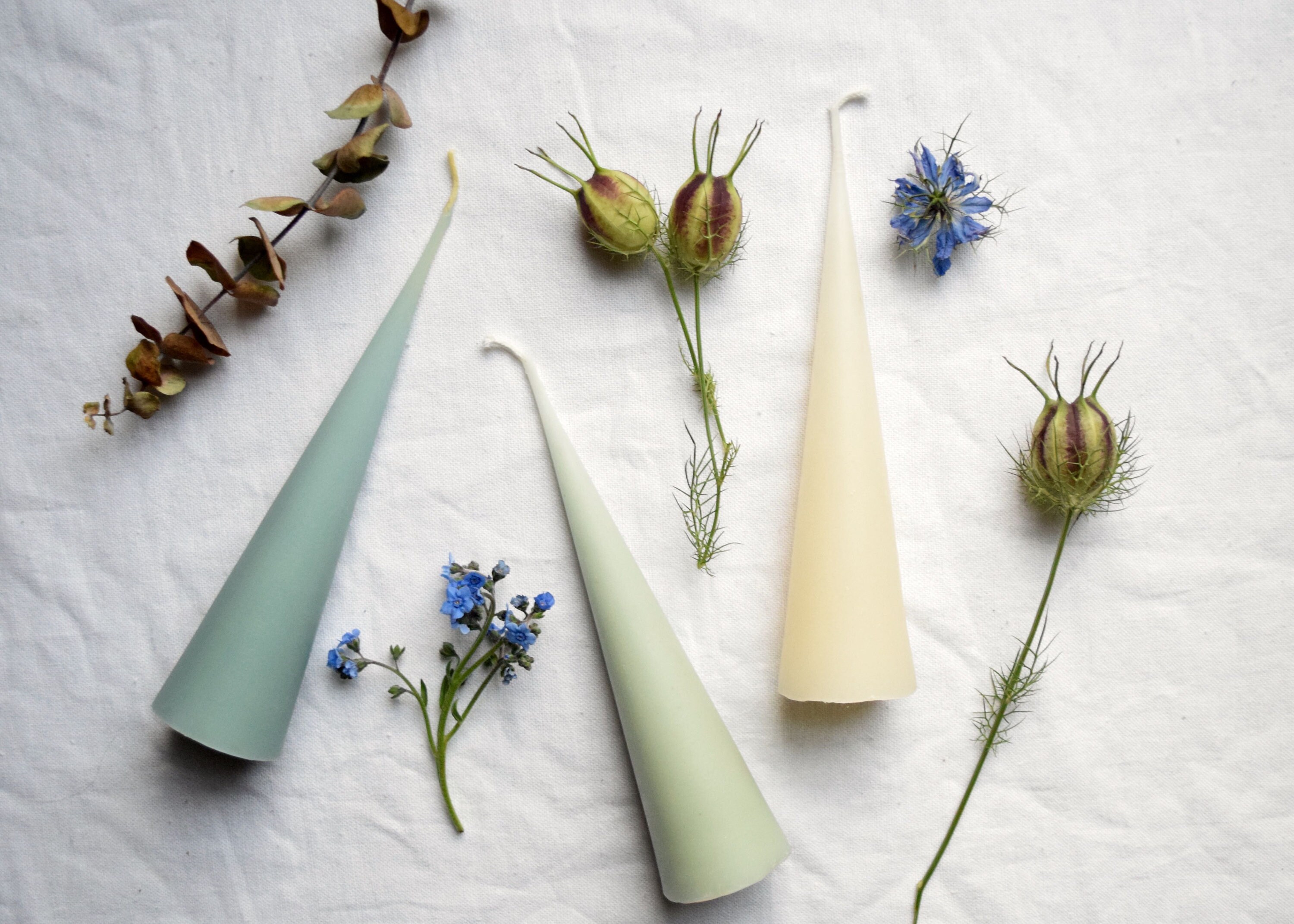 Light Blue Beeswax Candle Cone Pillar // One Candle | Etsy