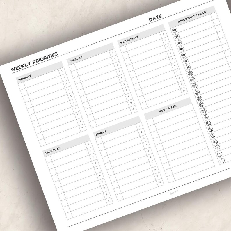 To-do List | Work Week Undated Planner | 8.5x11 PDF PRINTABLE | Instant ...