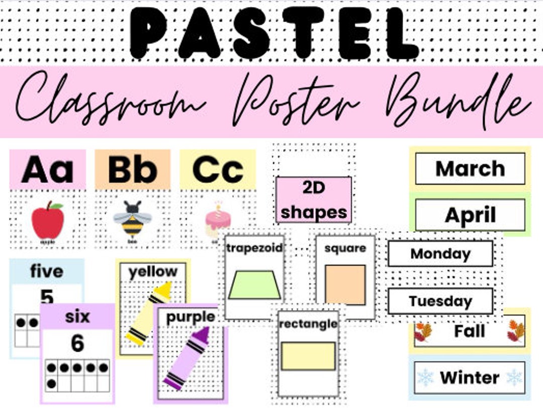 Printable Pastel Classroom Poster & Decor Bundle - Etsy