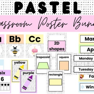 Printable Pastel Classroom Poster & Decor Bundle - Etsy
