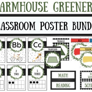 Modern Farmhouse Greenery Classroom Decor Poster Bundle - Etsy