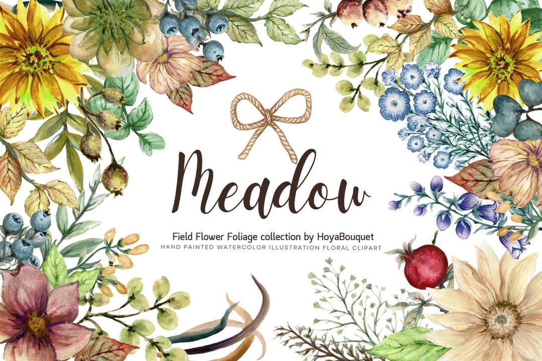 Meadow Field Flowers Watercolor Collection 87 ITEM - Etsy