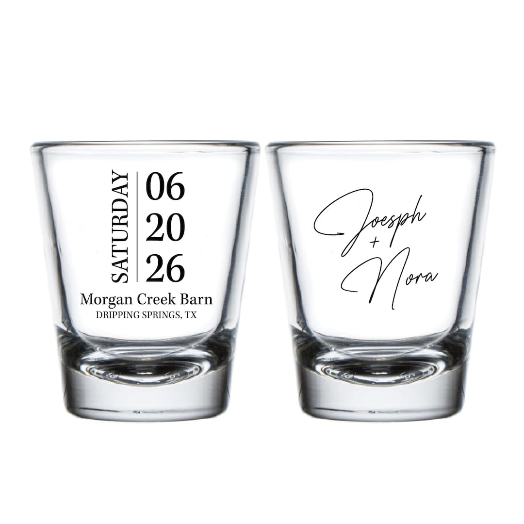 Personalized Wedding Shot Glass Favor, Customized Wedding Shot Glasses ...