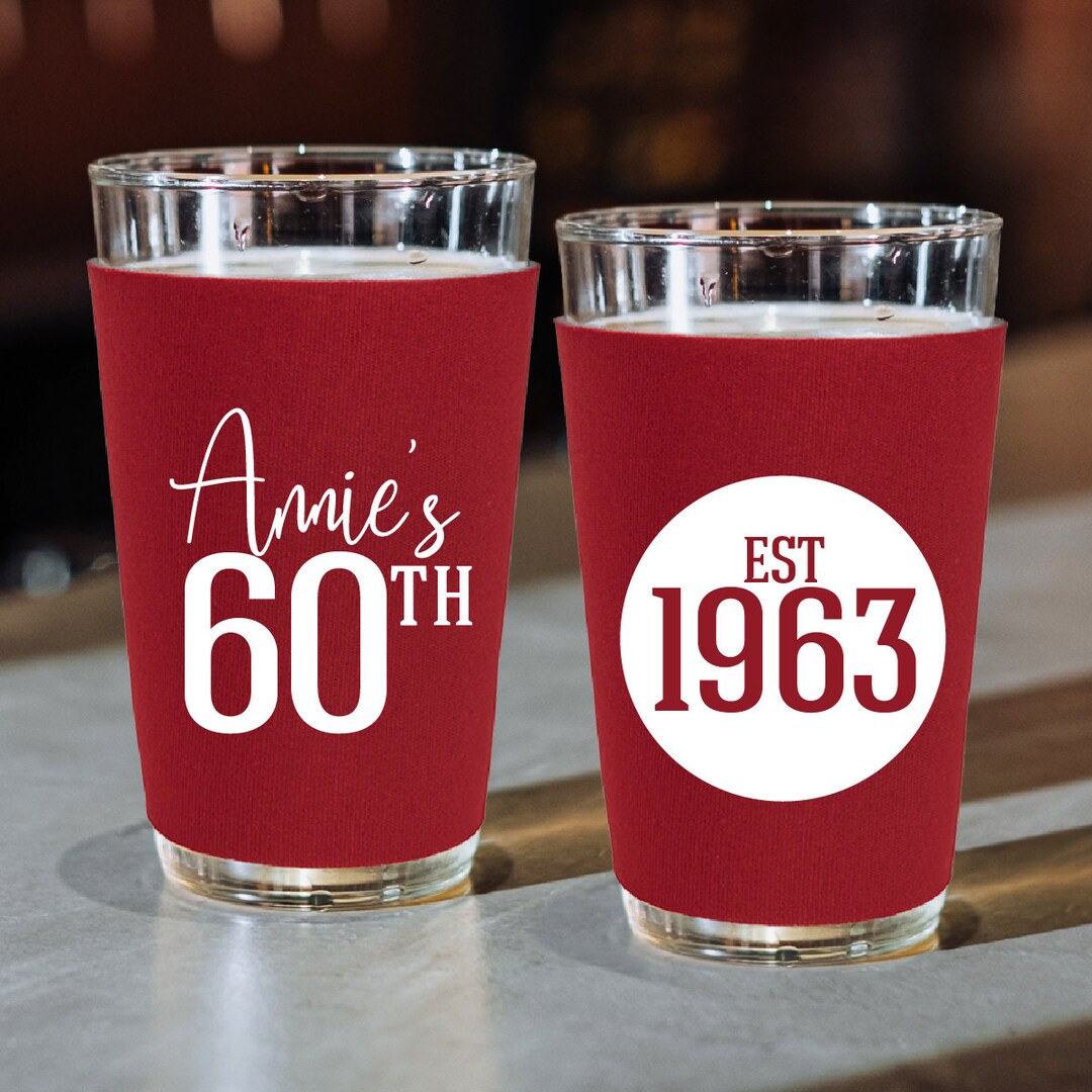 Personalized Glass Pint Sleeve Birthday Favors, Custom Birthday Glass ...