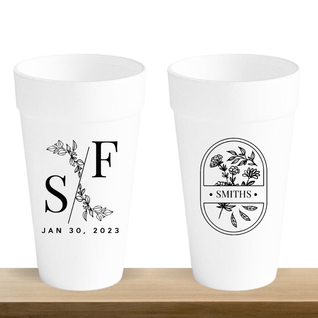 Custom Foam Cups, Wedding Favor Foam Cup Gift, 20oz Personalized Foam ...