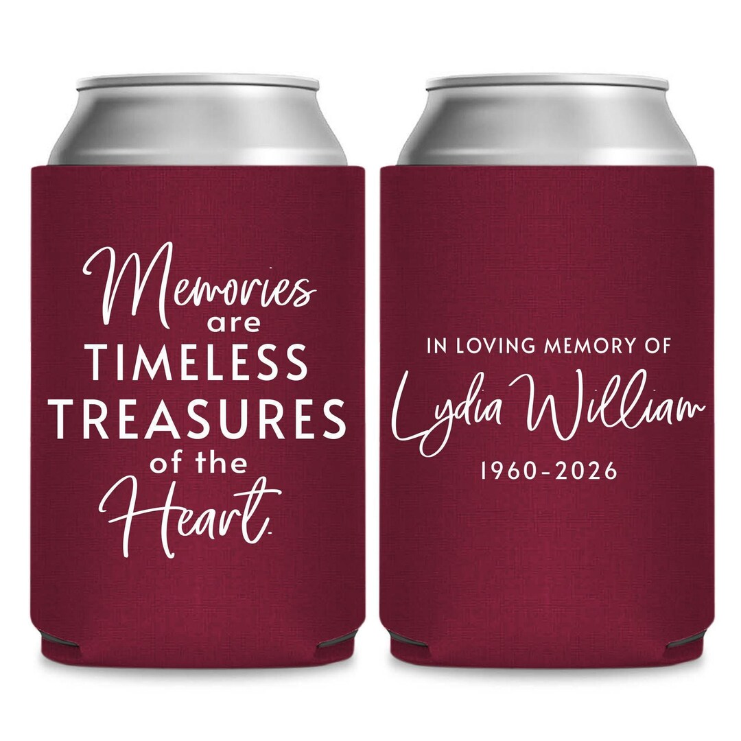 Personalized Funeral Can Coolers, Memorial Can Cooler Favors, Funeral ...