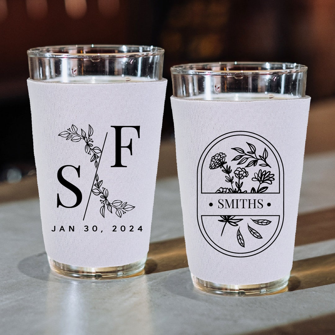 Personalized Glass Pint Sleeve Wedding Favors, Custom Wedding Glass ...