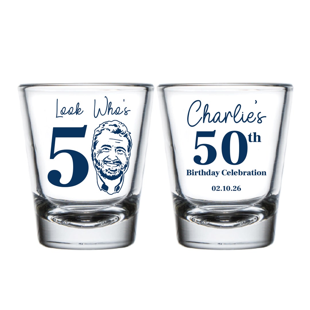 Custom 50th Birthday Shot Glass, 50th Birthday Shot Glass Favors ...