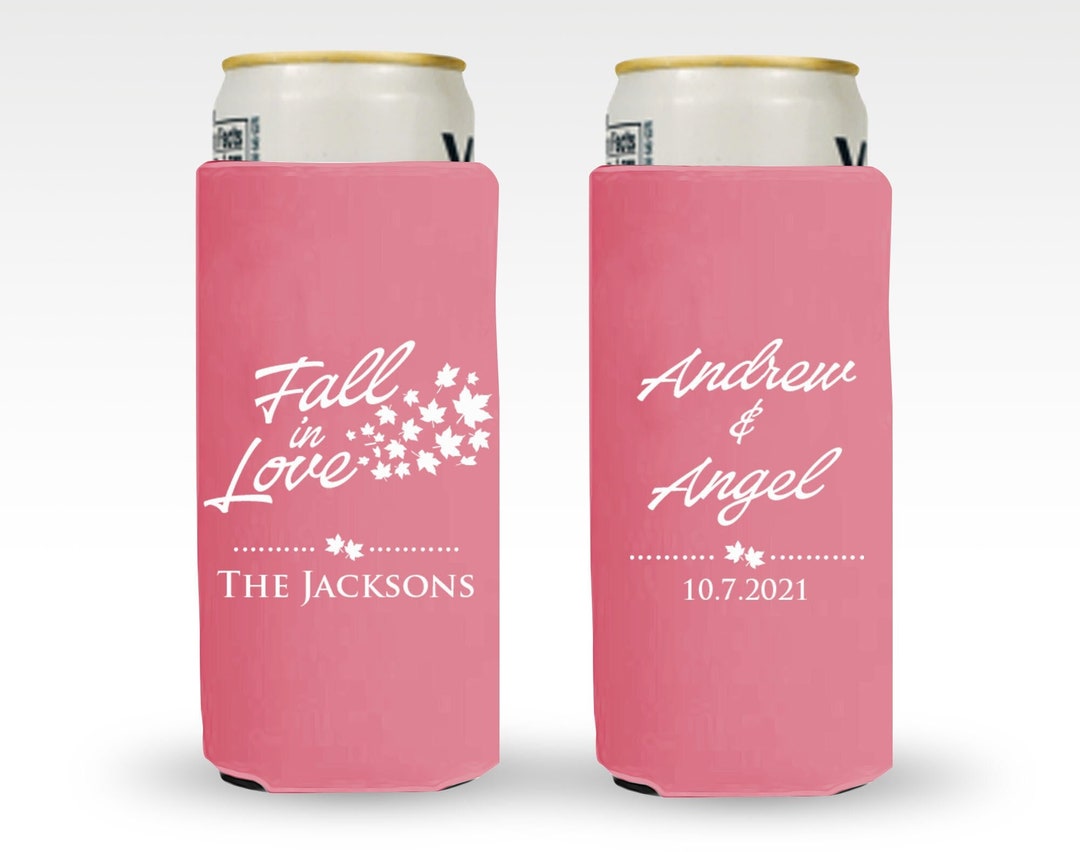 Personalized Thin Can Coolers, Foam Slim Can Coolers for Fall Wedding ...