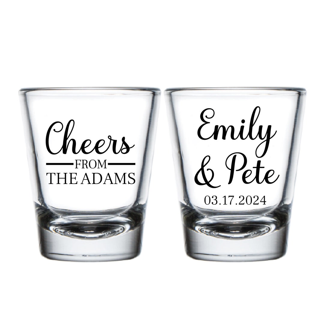Cheers Wedding Shot Glasses, Custom Wedding Shot Glasses, Personalized ...