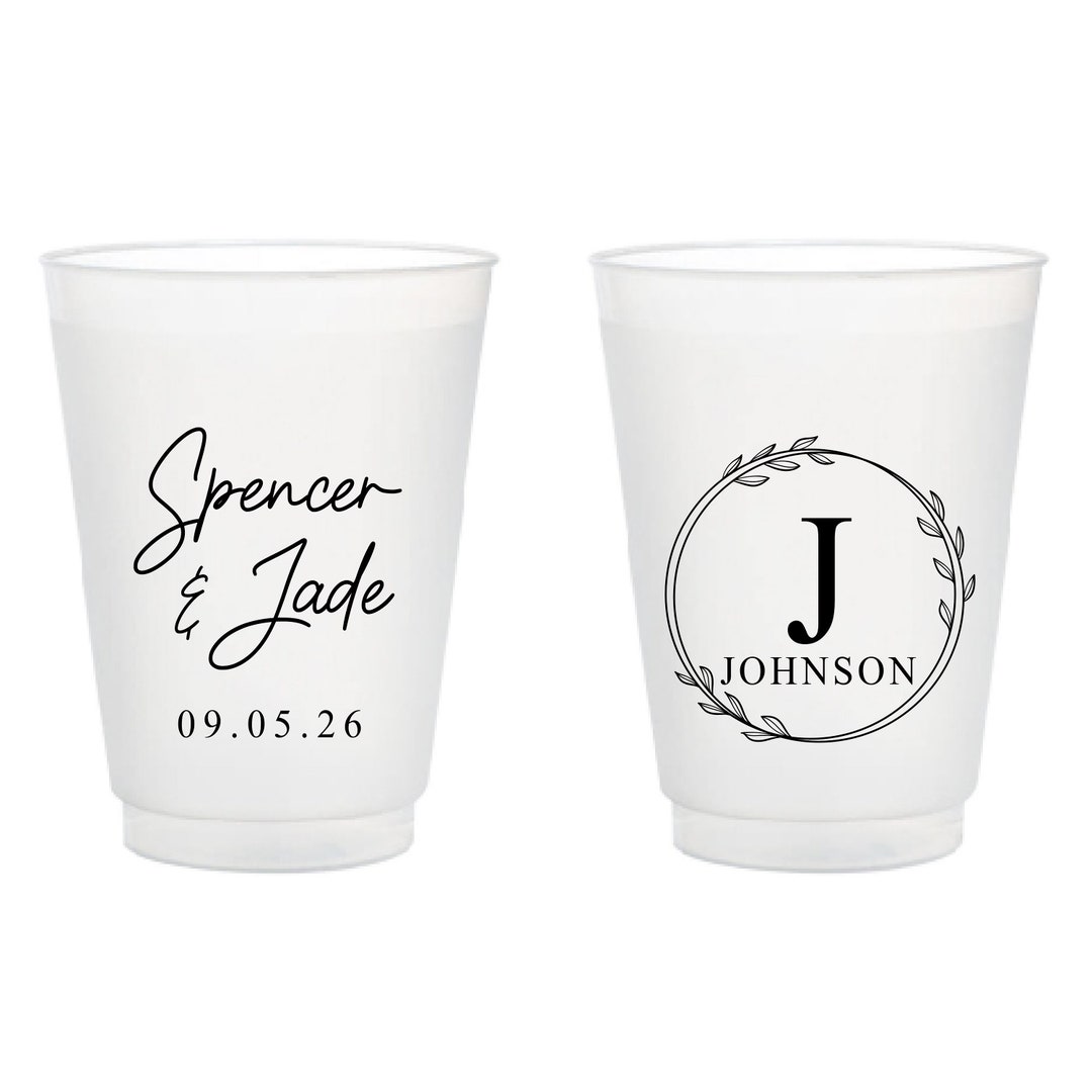 Customized Wedding Frosted Cups, Customized Monogram Frosted Cup Favor ...