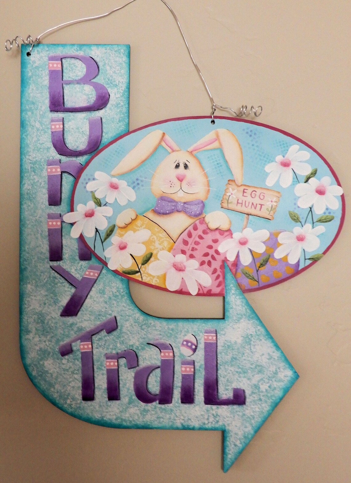 Hand painted Bunny Trail sign. This little rabbit shows the | Etsy