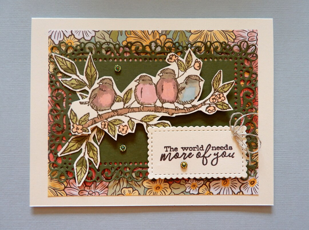 Hand Made Greeting Cards- Birds Sitting on a Branch. Intricate Die Cut ...