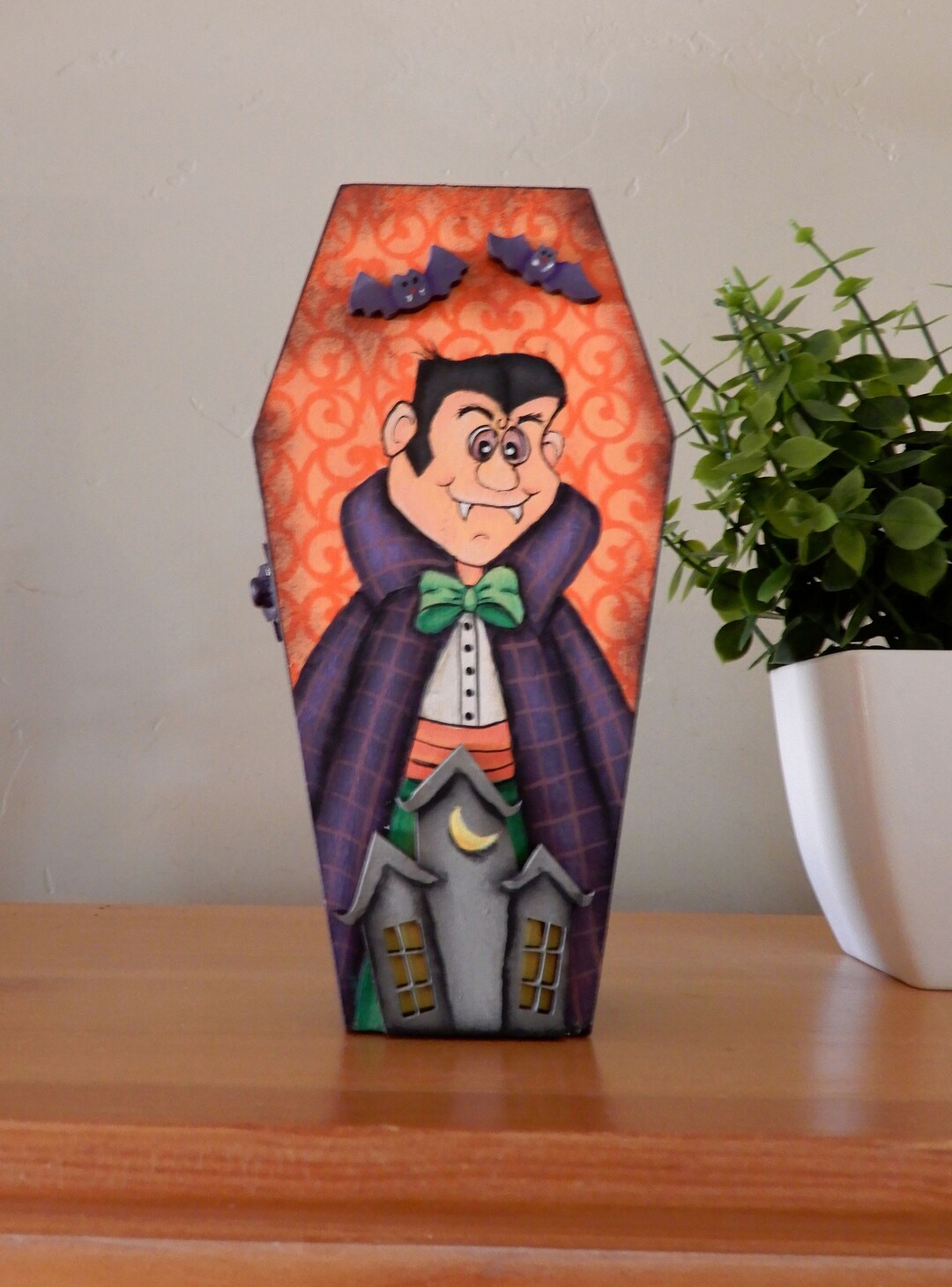 Hand Painted Halloween Treat Box. Fangs for the Memories Features Count ...