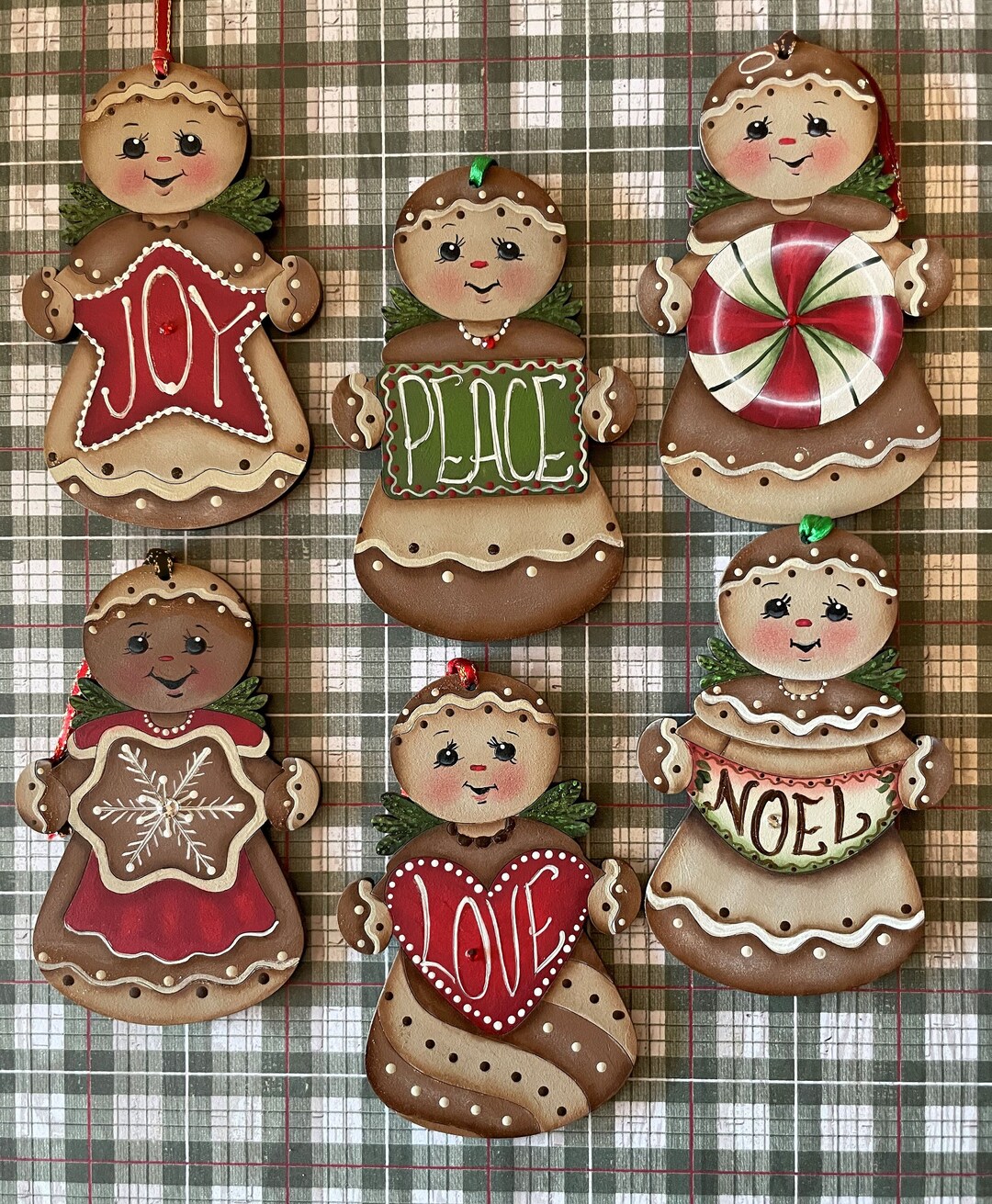 Hand Painted Gingerbread Angel Ornaments. 6 Gingerbread Angel - Etsy
