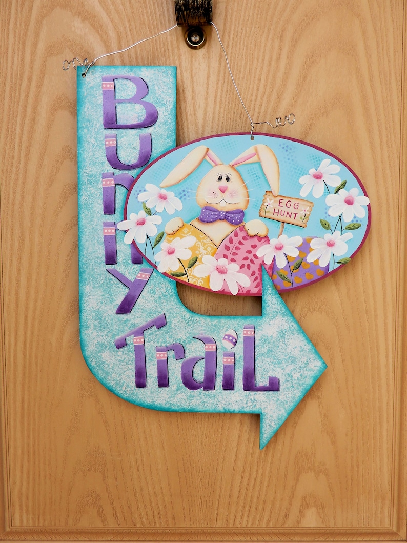 Hand painted Bunny Trail sign. This little rabbit shows the | Etsy