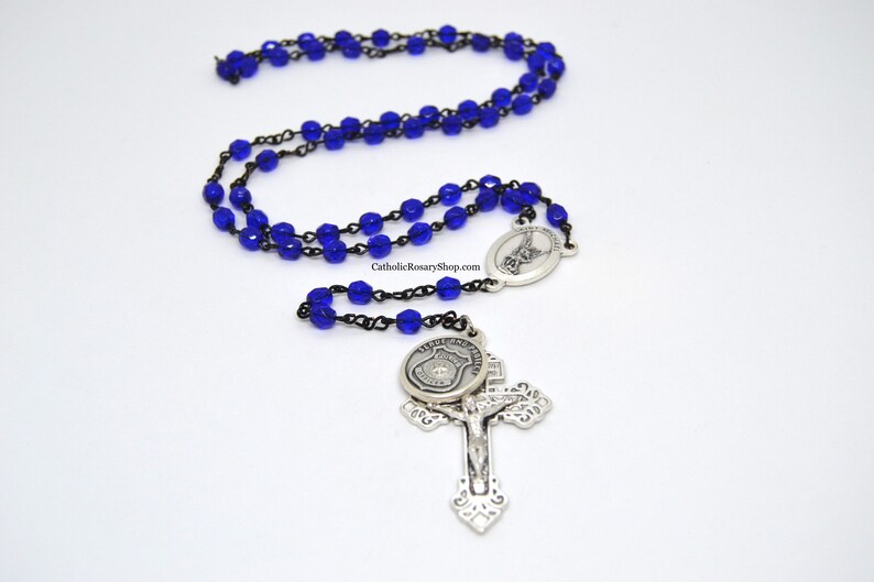 Police Officer's THIN BLUE LINE St. Michael Rosary Gift - Etsy