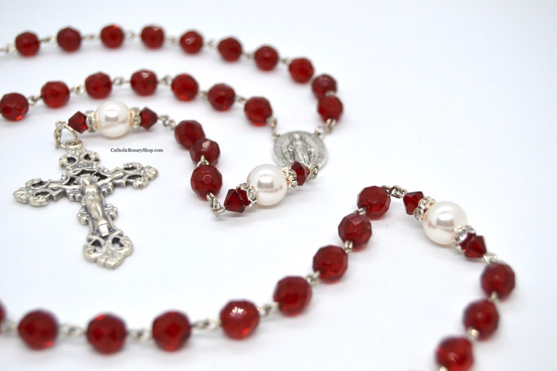 Ready to Ship! Personalized Ruby Genuine Crystal and Pearl Catholic ...