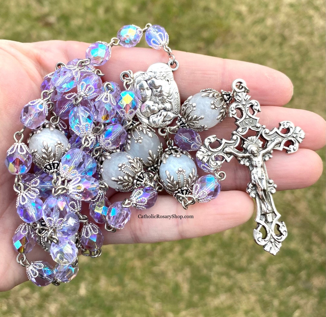 Moonstone and Alexandrite Heirloom Rosary Personalized Birthstone ...