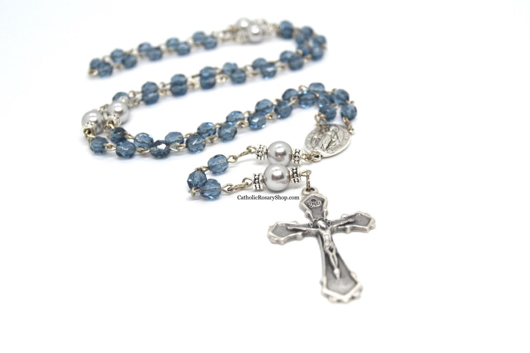 Montana Blue and Gray Rosary for Men and Boys | Personalized Rosary ...