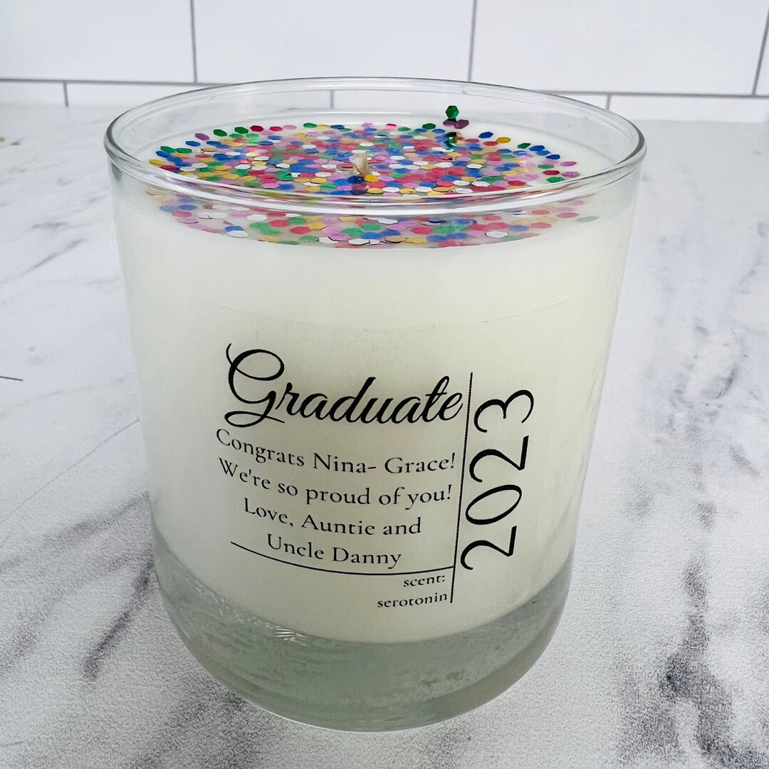 Personalized Graduation Soy Candle , Graduation Gift, Confetti Candle ...
