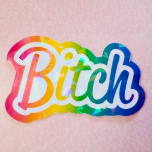 90s Nostalgia Bitch Holographic Waterproof Rainbow Vinyl Sticker Funny ...