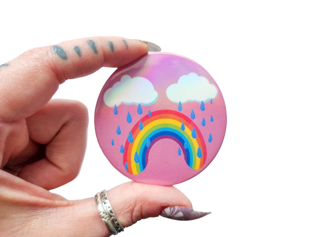 Rainbow Crying Face Pinback Button: Holographic Sad Emoji Pin - Etsy