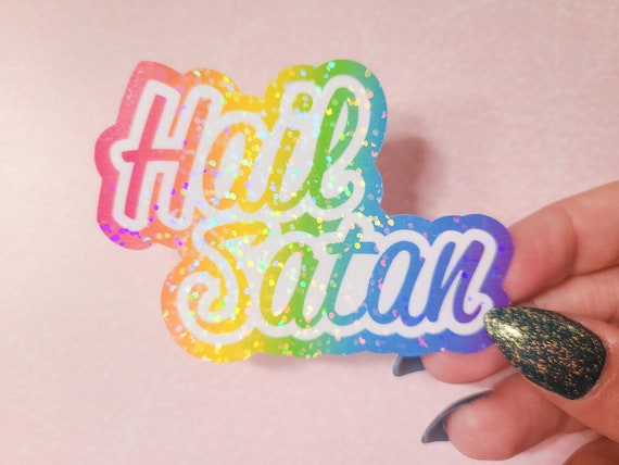 Holographic 90s Nostalgia Inspired Hail Satan Vinyl Sticker - Etsy
