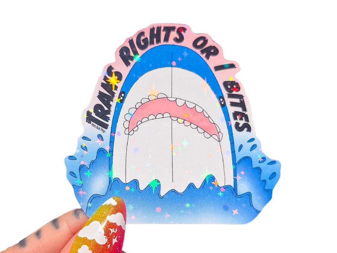 Trans Rights Blahaj Shark Holographic Sticker - Etsy