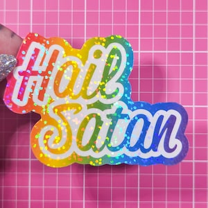 Holographic 90s Nostalgia Inspired Hail Satan Vinyl Sticker, Die Cut ...