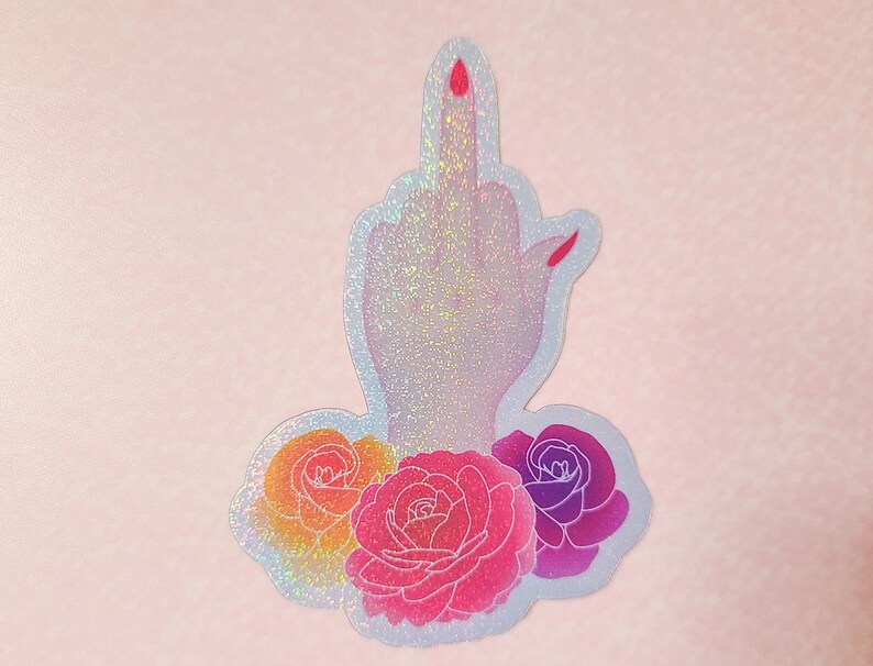 Holographic Waterproof Middle Finger Vinyl Sticker Die Cut - Etsy