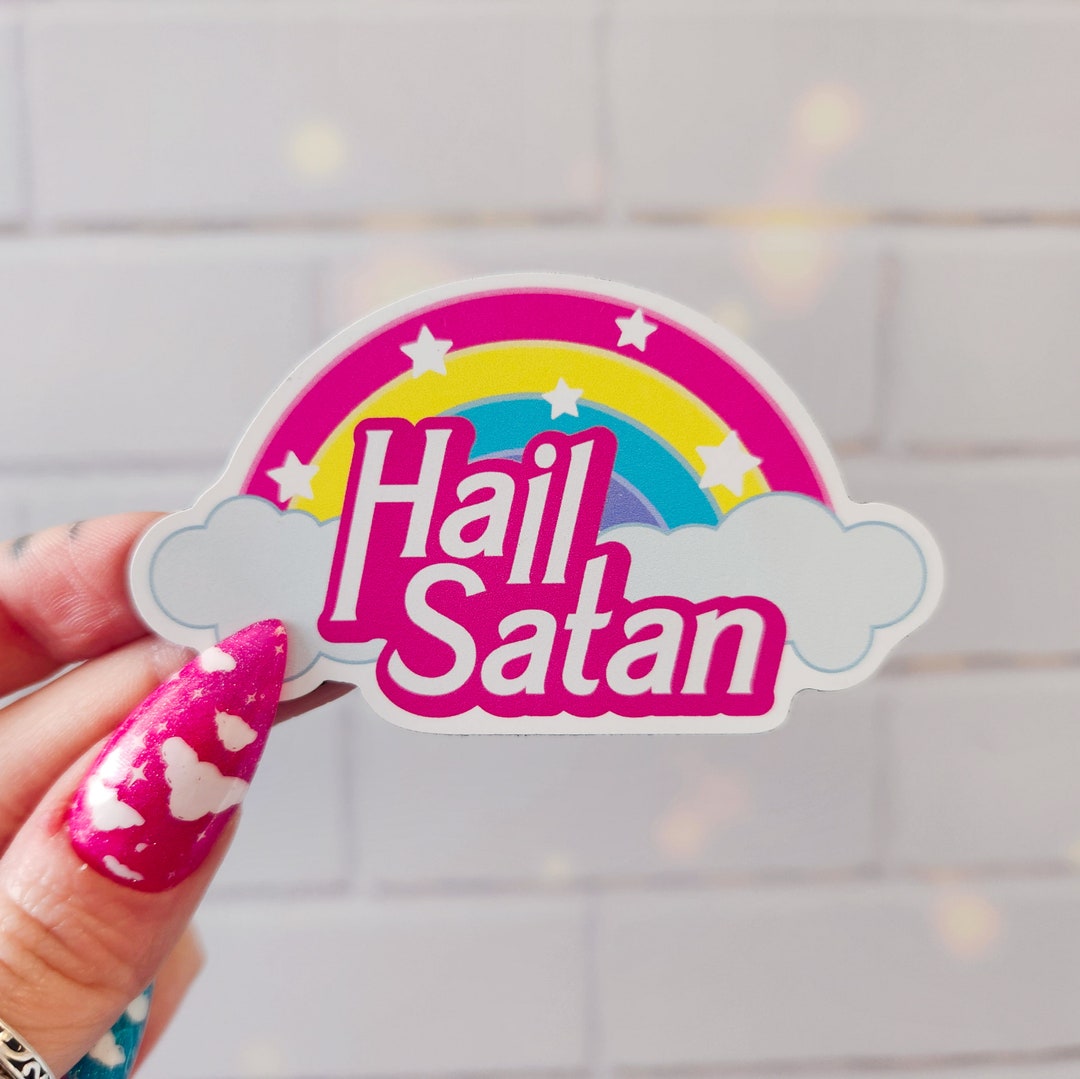 Kawaii Hail Satan Pink Fridge Magnet, Refrigerator Magnet, Rainbow and ...