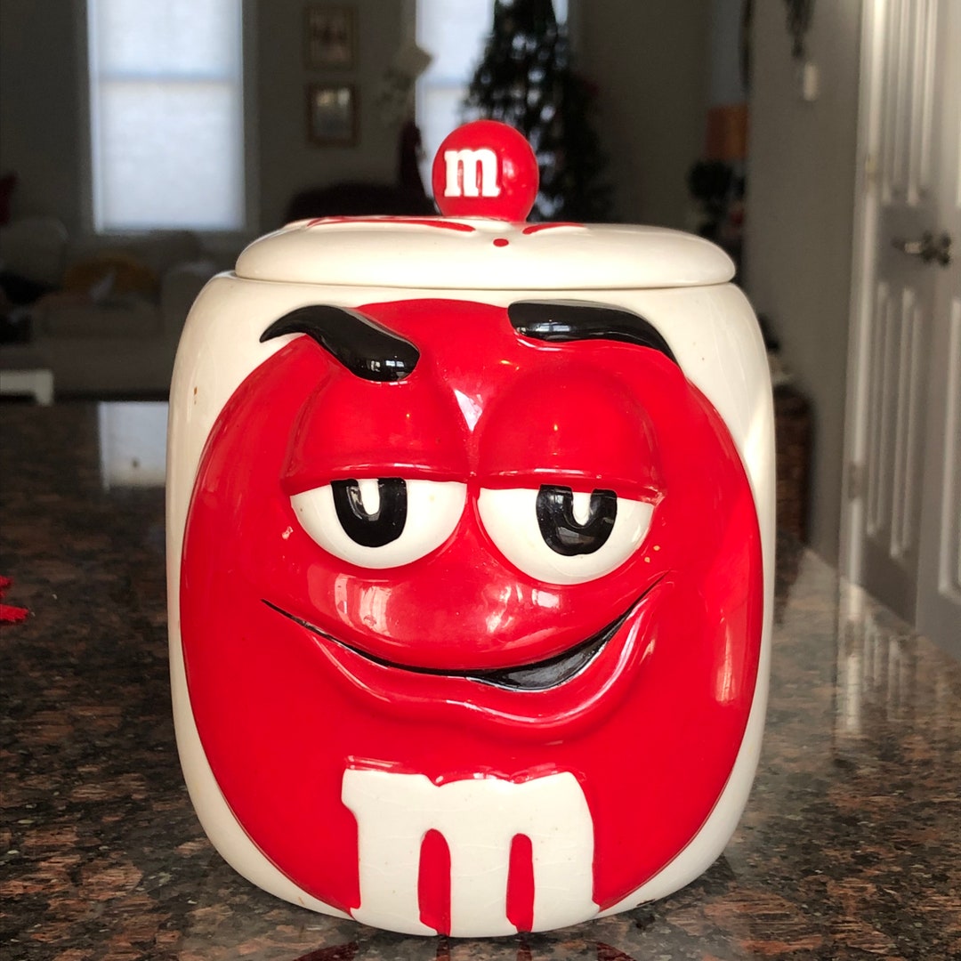 M&m's Mars RED Candy Cookie Jar Canister With Lid Galerie CERAMIC ...